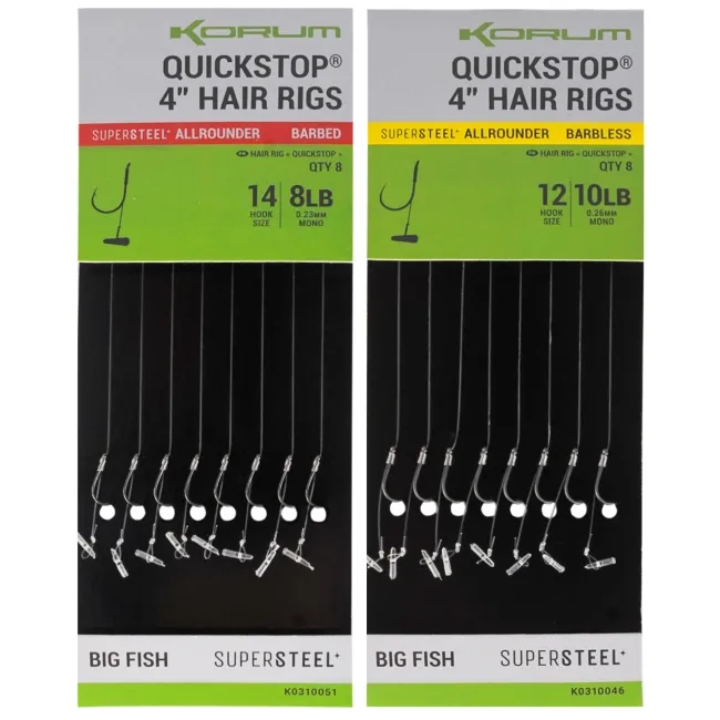 KORUM - QUICKSTOP 4" HAIR RIGS - Robbos Tackle Shop