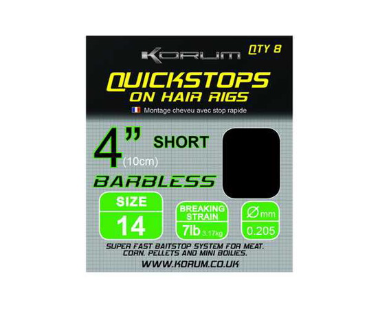 Korum 4Inch Hair Rigs With Quickstops - Robbos Tackle Shop